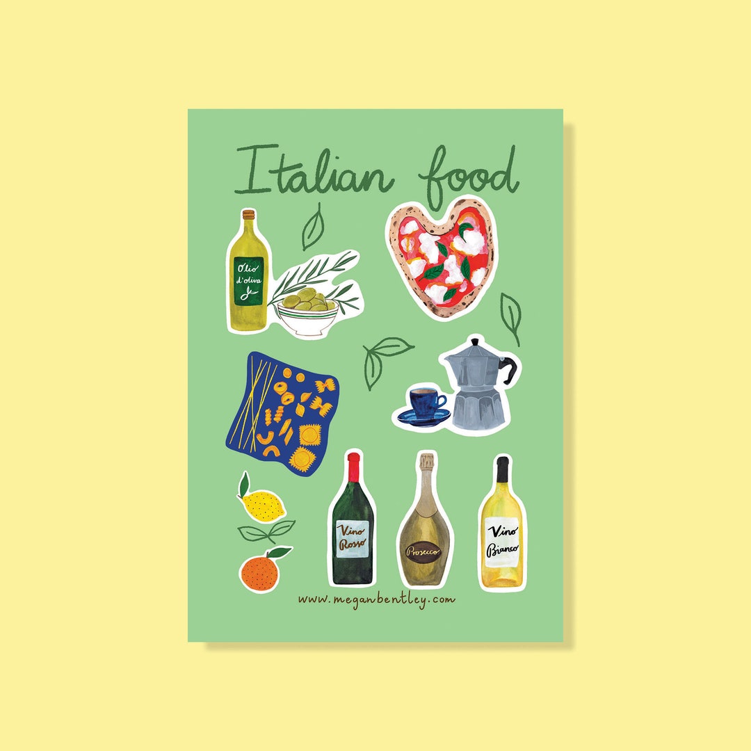 Italian Food Sticker Sheet A6 - Etsy