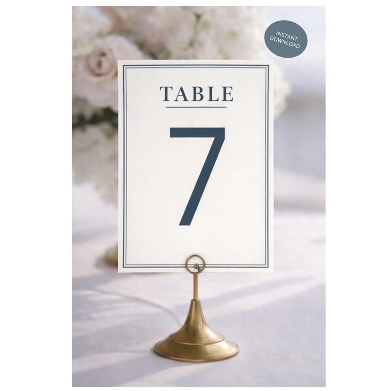 Wedding Table Numbers | Editable Number Cards | Classic Reception Decor ...