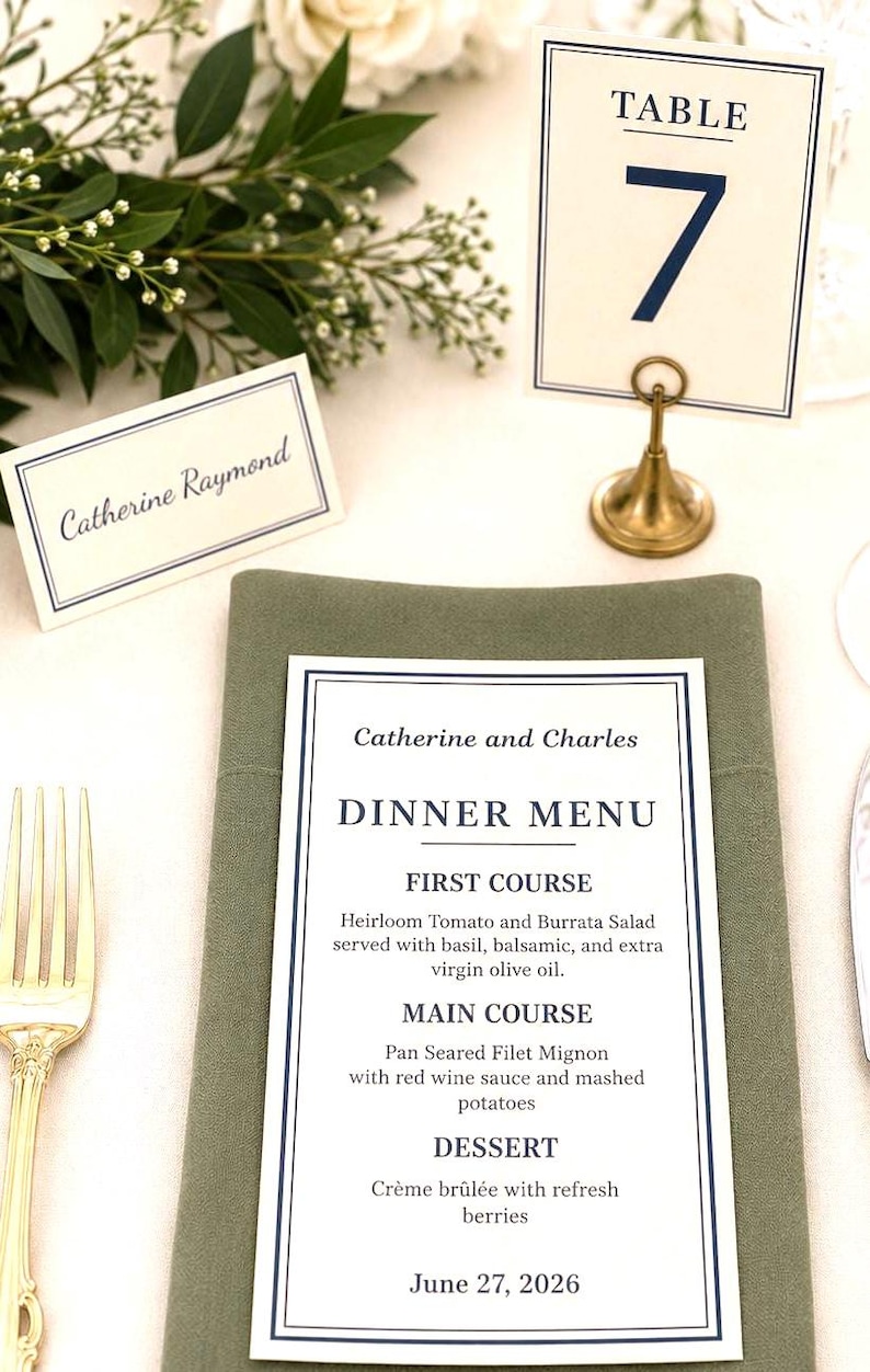 Wedding Table Numbers | Editable Number Cards | Classic Reception Decor ...