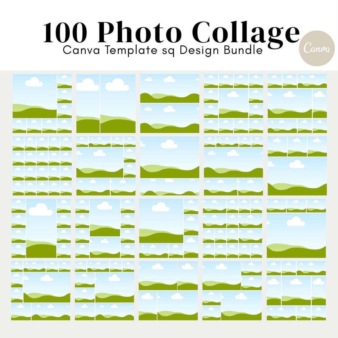 100 Photo Collage Canva Editable Template, Birthday Photo Collage ...