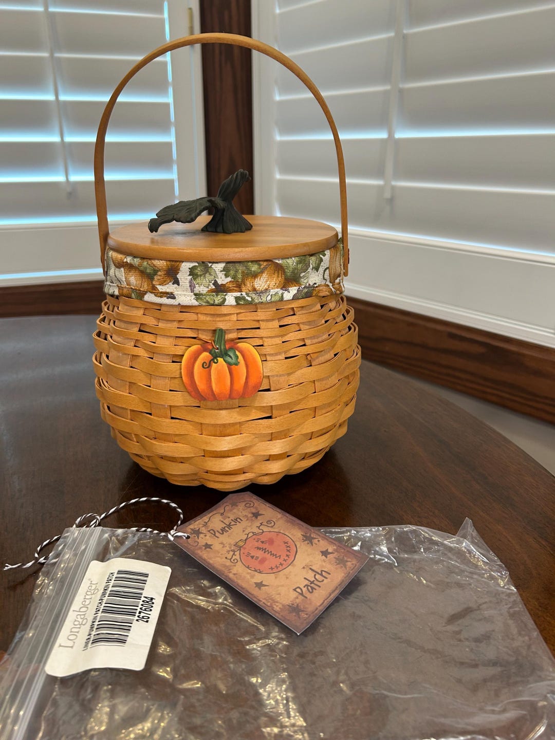 Longaberger Pumpkin Patch Basket Combo Liner, Protector, Handpainted ...