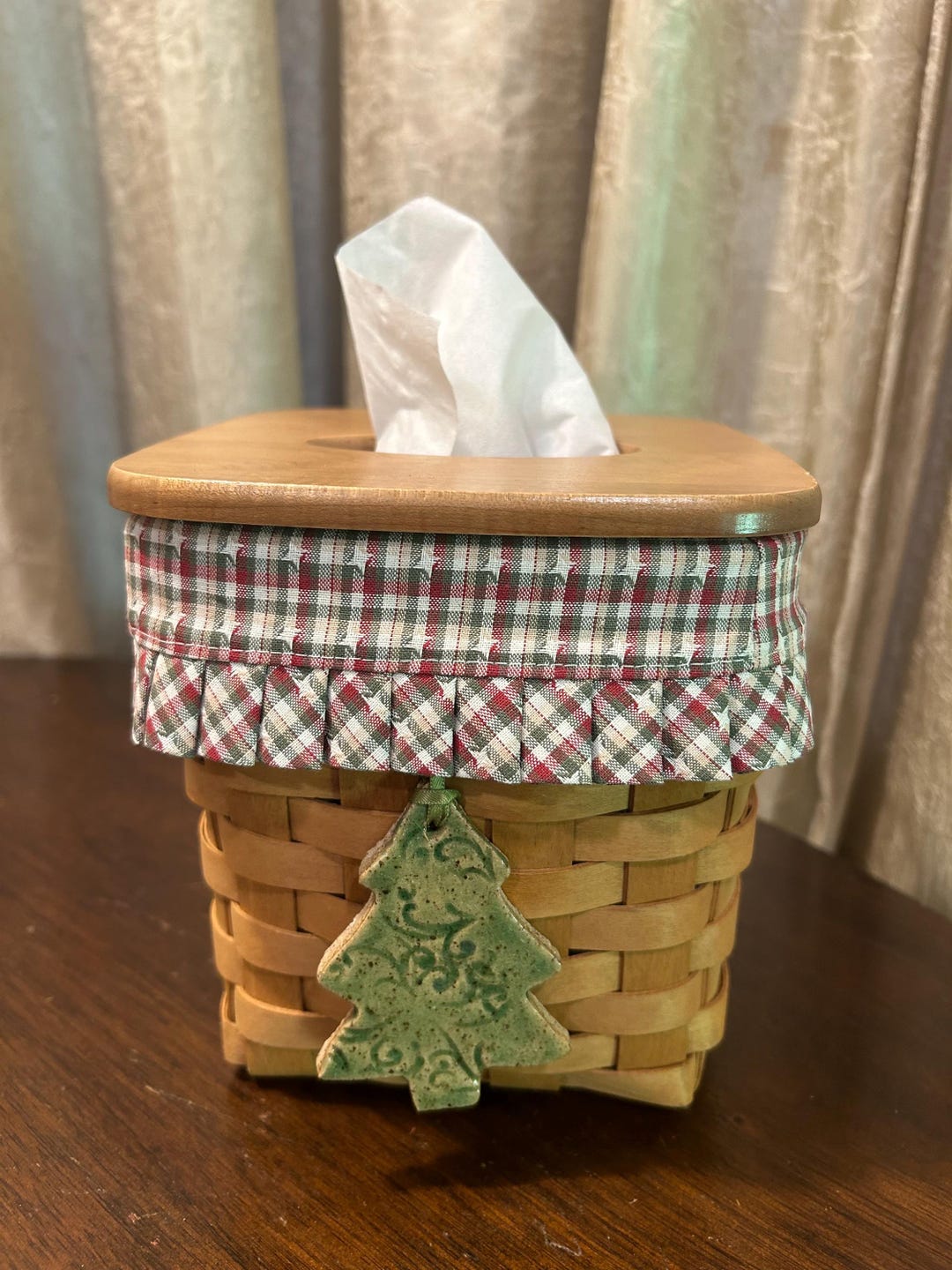 Longaberger Tall Tissue Box Basket Combo With Homestead Plaid Liner ...