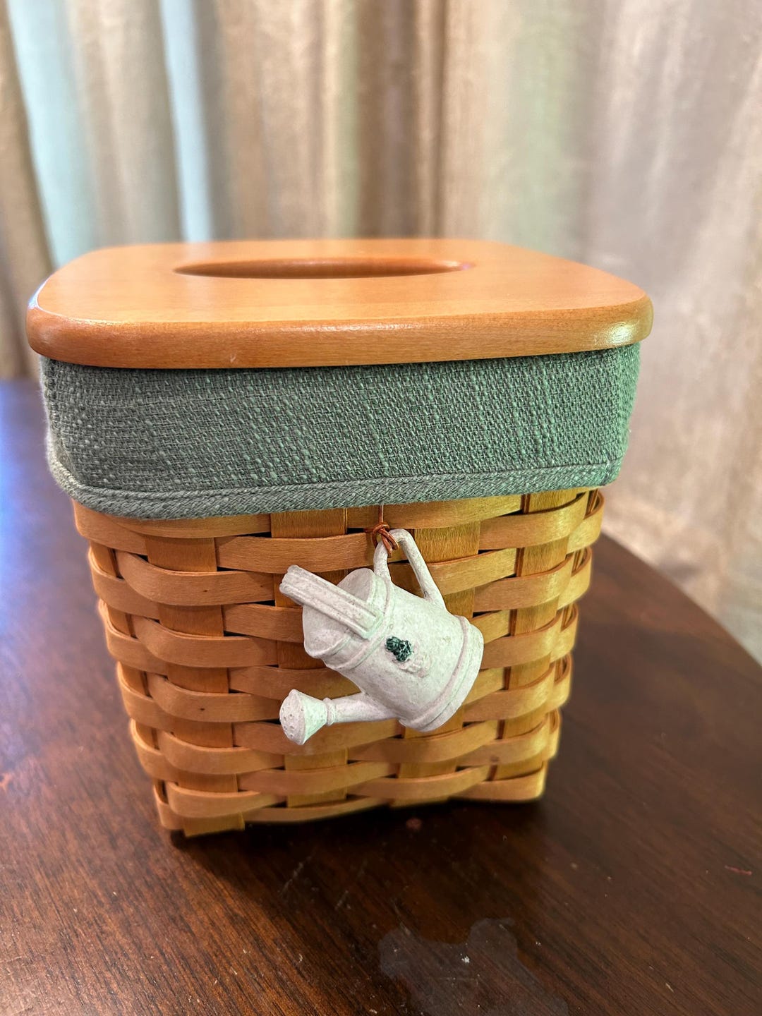 Longaberger Tall Tissue Basket Combo With Sage Green Liner, Watering ...