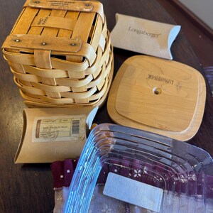 Longaberger Teaspoon Basket Traditional Red Liner, Plastic Protector ...
