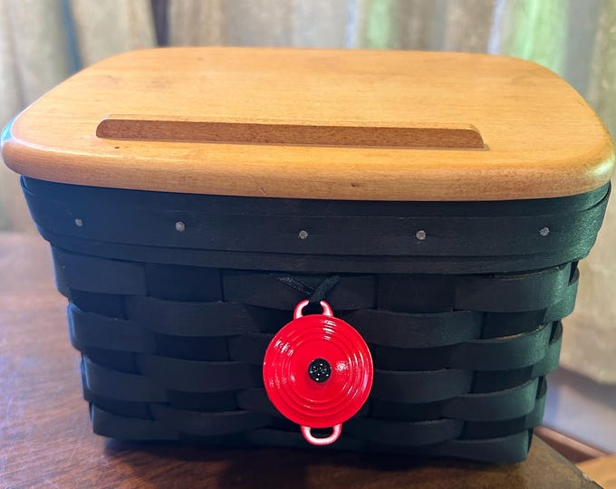Longaberger Black Large Recipe Basket With Le Creuset Style Pot Tie On ...