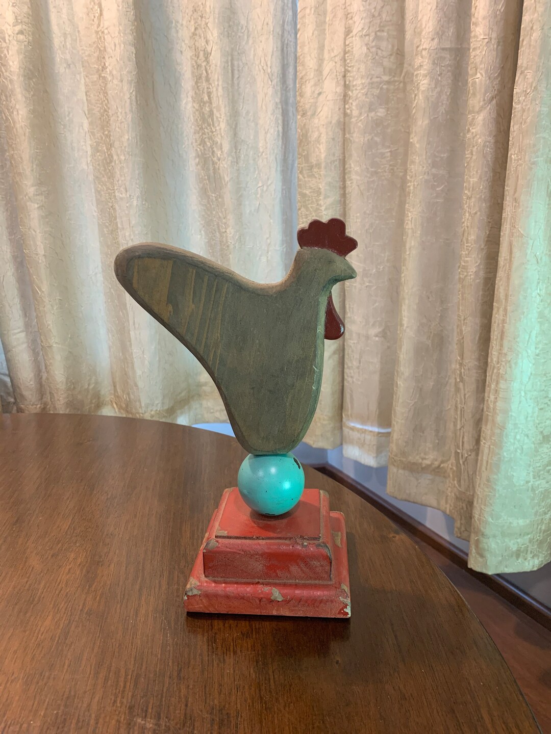 Vintage Farmhouse Rooster / Chicken / Hen Wood Finial Post Weather Vane ...