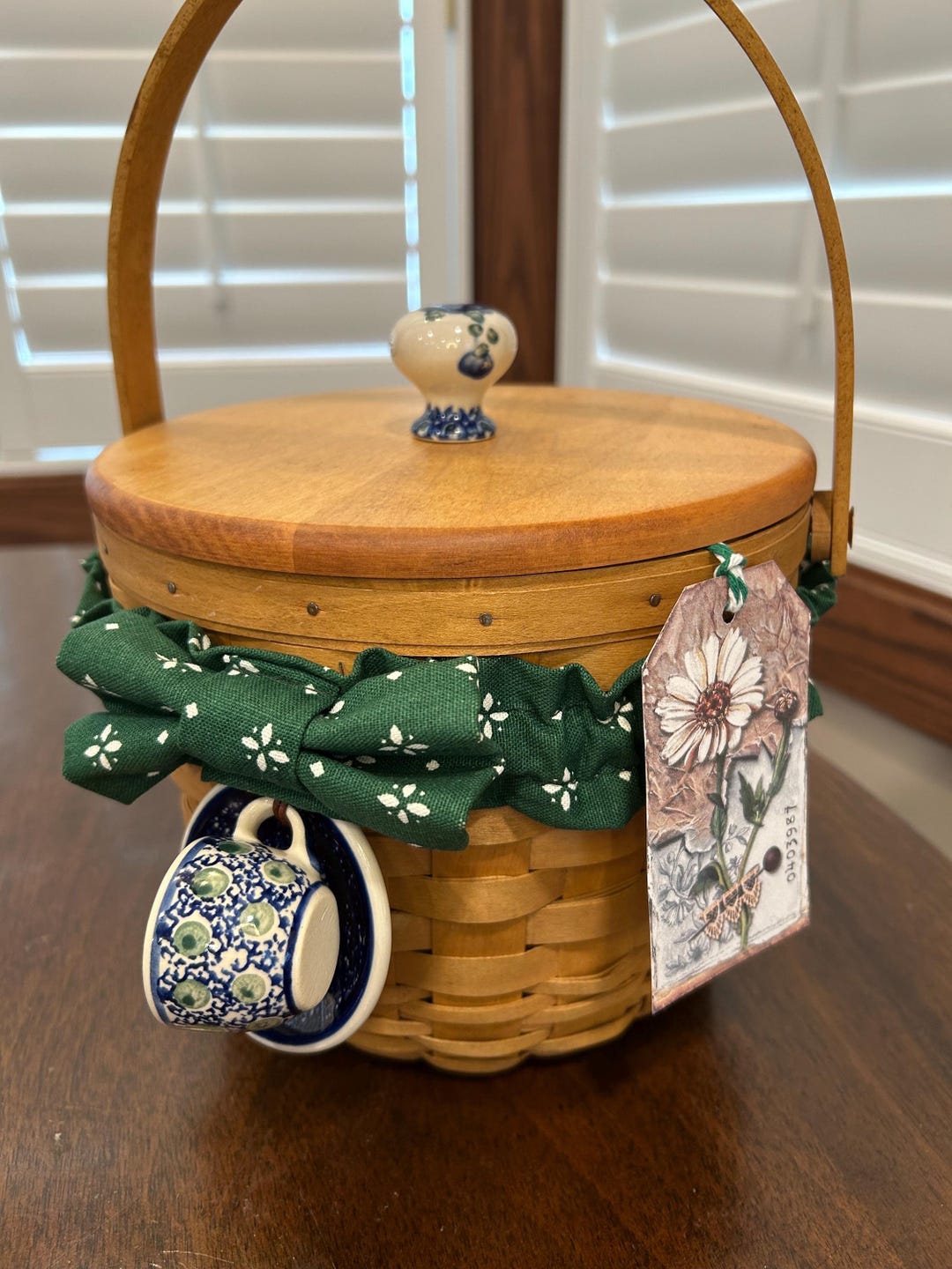 Longaberger Medium Fruit Basket With Lid, Polish Pottery Knob, Polish ...