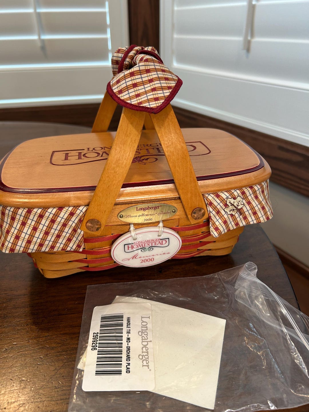 Longaberger Woven Memories Homestead Basket With Orchard Plaid Liner ...