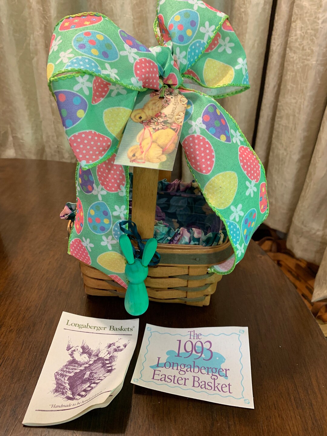 Longaberger Easter Basket Green With Easter Floral Liner, Dyed Easter ...