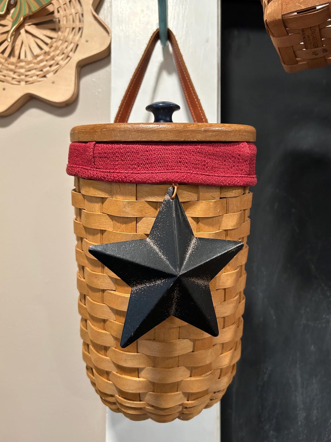Longaberger Large Gatehouse Hanging Basket With Vibrant Paprika Red ...