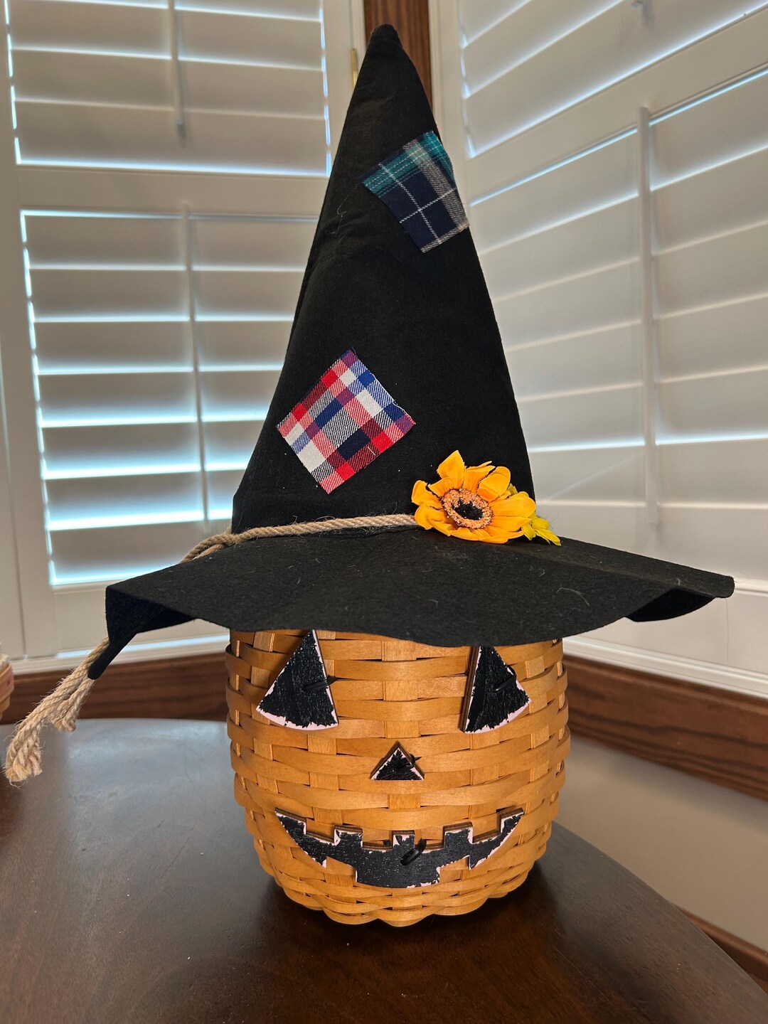 Longaberger October Fields Pumpkin Basket With Scarecrow Hat Lid, Jack ...