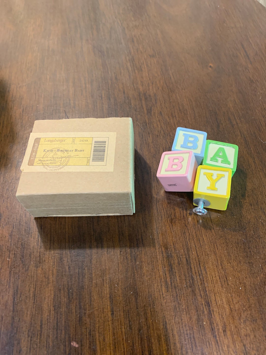 Longaberger Baby Blocks Knob Birthday Baby Knob 24249 New in Box 2.5x2 ...