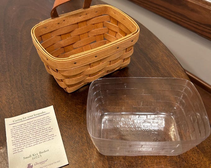 Longaberger Basket Small Key Mail Basket With Plastic Protector Wall ...