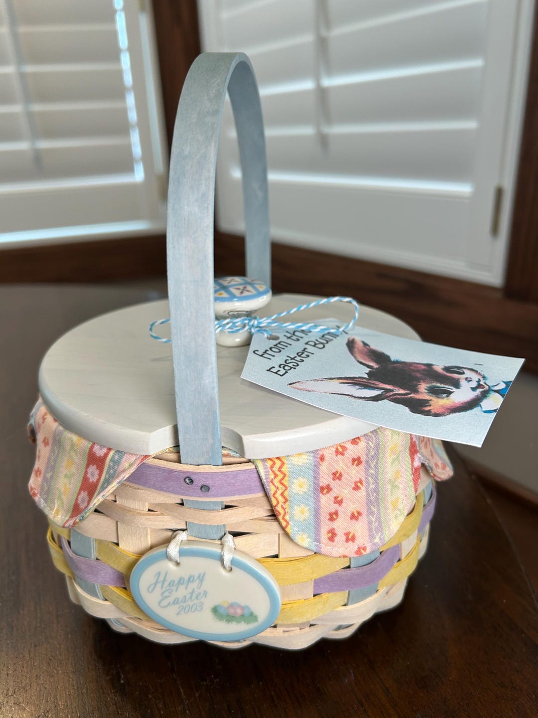 Longaberger Easter Basket With Vibrant Liner, Plastic Protector, WW Lid, New Tie On ...