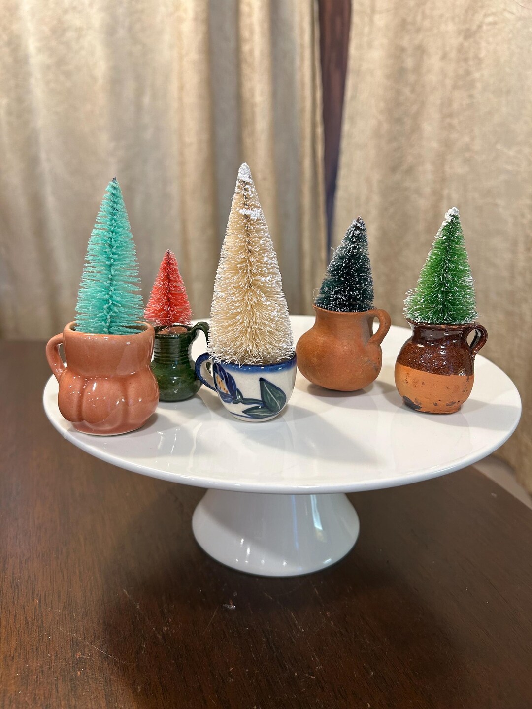 Vintage Pottery Pitchers Cups Set of 5 With Bottlebrush Trees. 5 ...