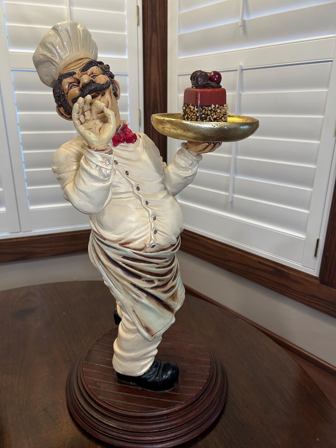 Allan Agohob Happy Chef Butler Statue With Tray Plus Realistic Faux ...