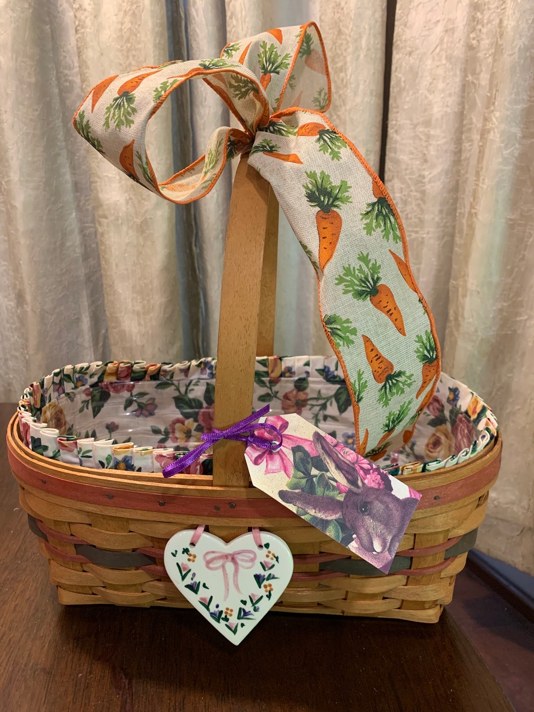 Longaberger 1994 Easter Basket With Garden Splendor Liner, Large Carol ...