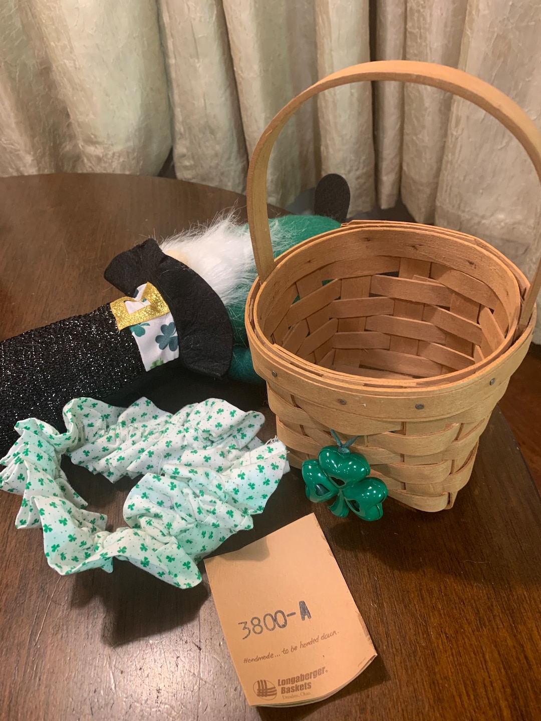 Longaberger Small Measuring Basket With St. Patricks Garter, Leprechaun ...