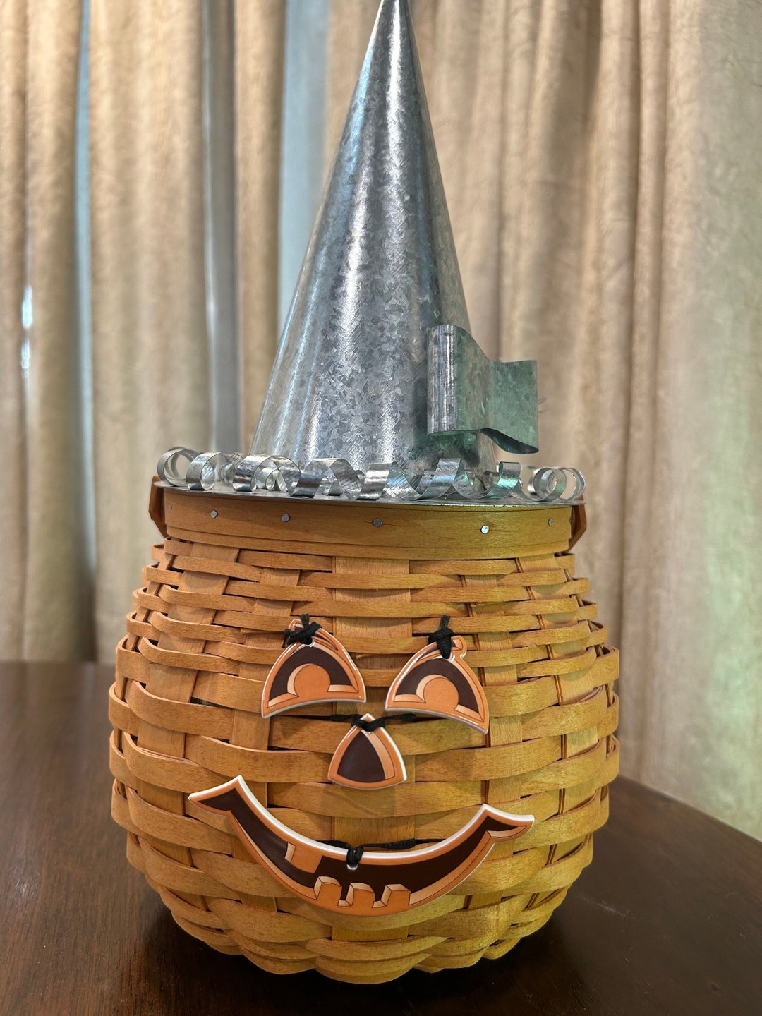Longaberger Pumpkin Patch Basket With New Protector, Jack O Lantern Tie ...