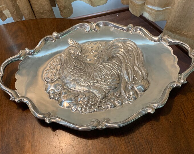 Lenox Extra Large Rooster Pewter Tray Plate Platter 23x15 Very Large ...