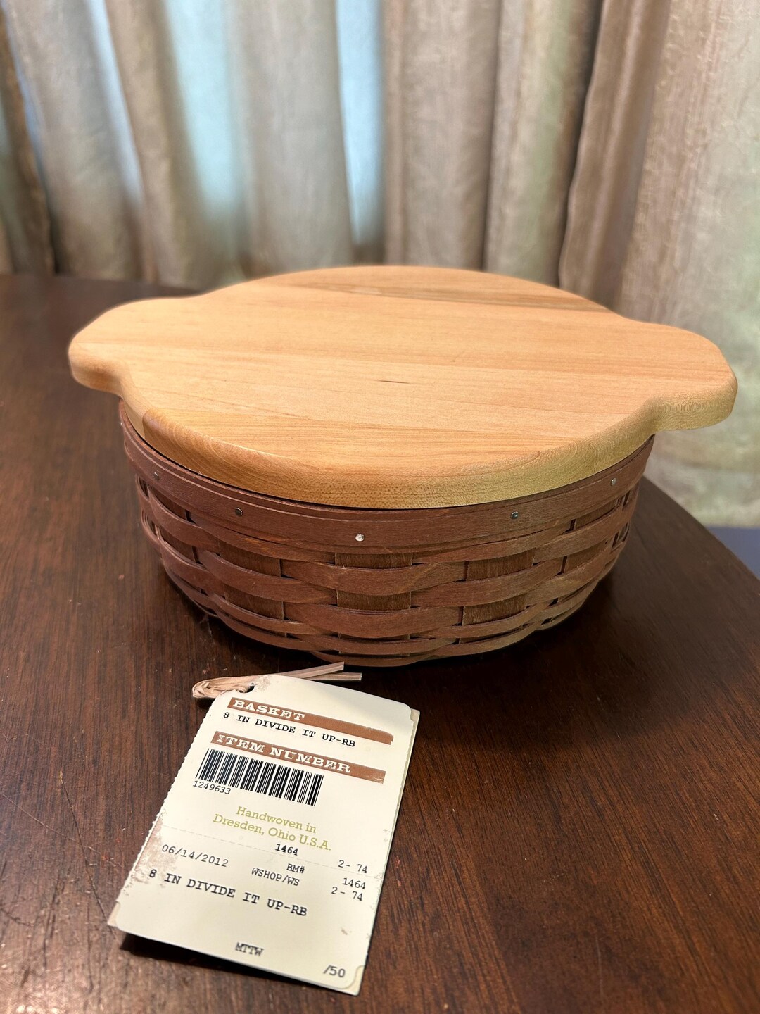 Longaberger New 8 Inch Divide It up Basket Rich Brown With 4 Way ...