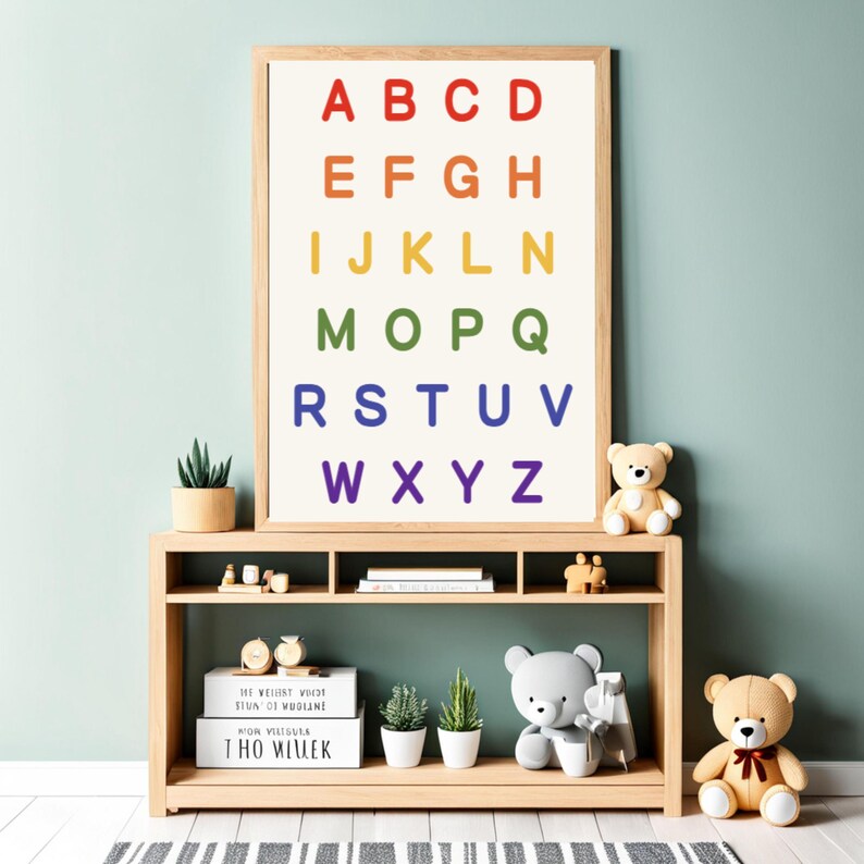Rainbow Alphabet & Number Wall Art Printable Montessori Learning Poster ...