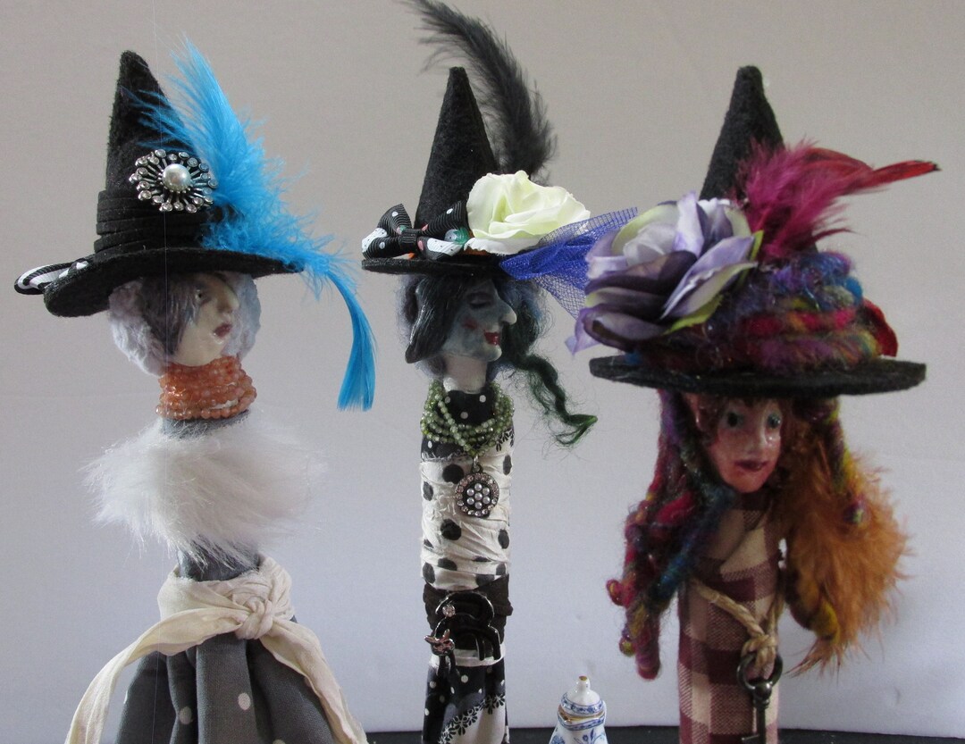 One of a Kind Handmade Witch Art Dolls Spirit Dolls Witches Tea Party ...