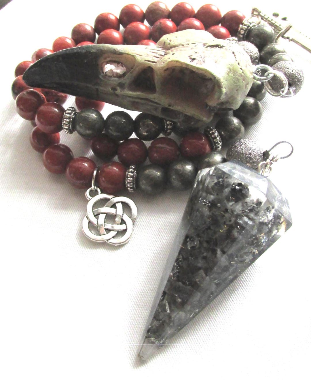 Triple Goddess Morrigan Pagan Prayer Beads Pendulum Prayer Beads ...