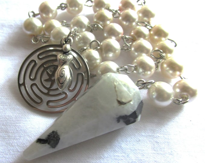 Goddess Hecate Moonstone Gemstone Pendulum Divination Metaphysical Healing Scrying Dowsing ...