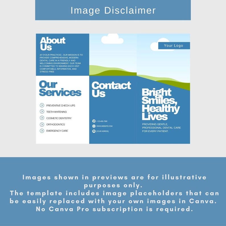 Dental Trifold Brochure Template | Canva Editable | Instant Download - Etsy