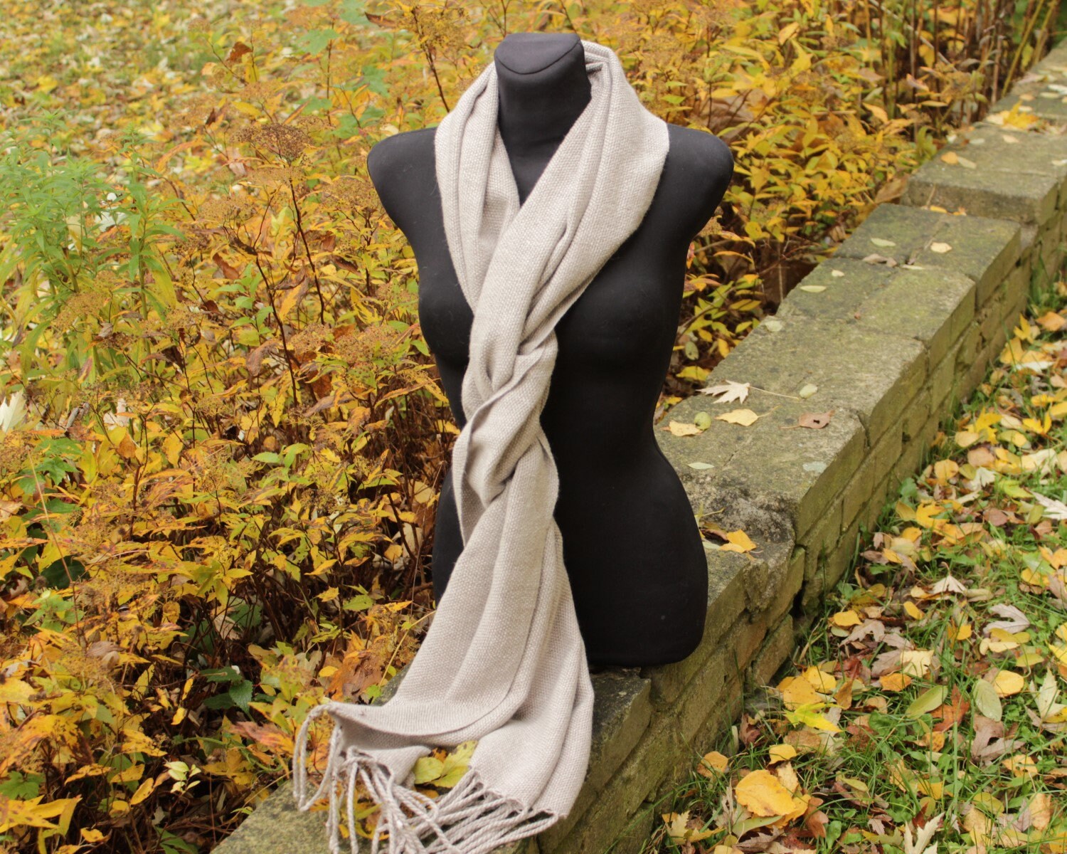 Sands. Hand Woven Scarf, Pashmina, Unisex Wrap, Beige Sand Shade Yarn ...