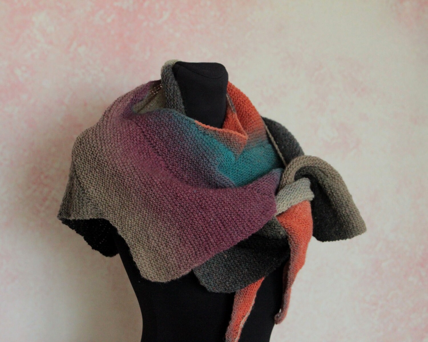 Colorful Night. Knitted Wrap Scarf Pure Wool Wrap Gray - Etsy