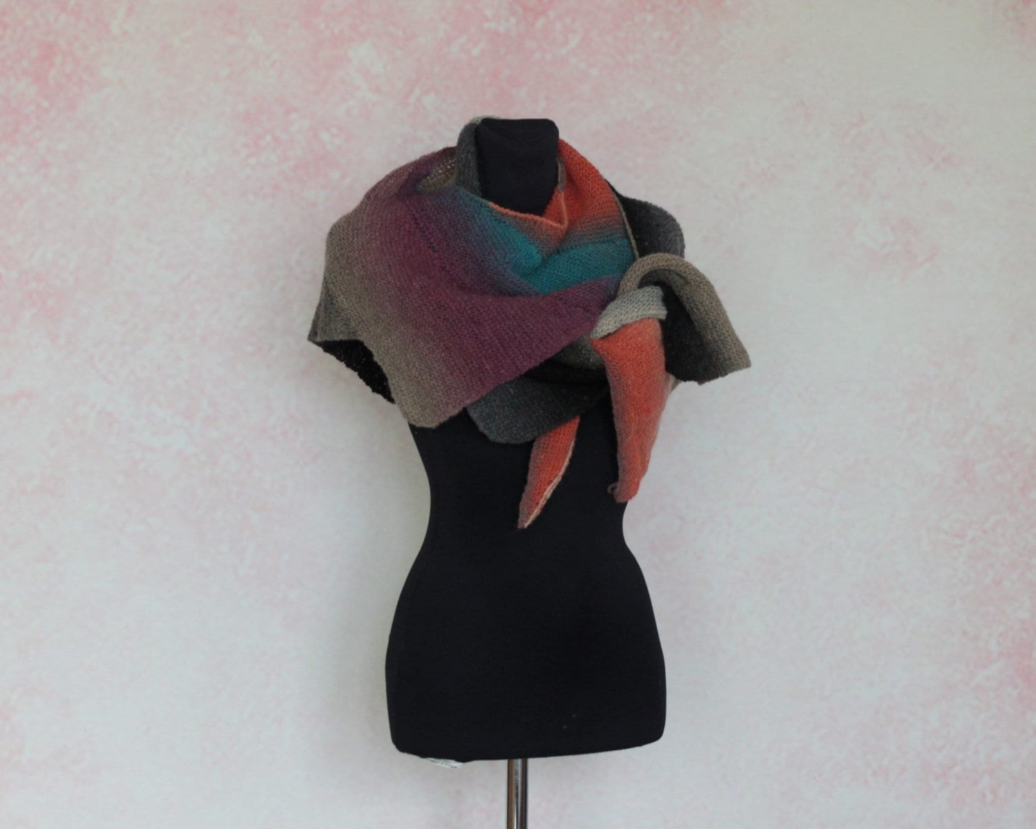 Colorful Night. Knitted Wrap Scarf Pure Wool Wrap Gray - Etsy