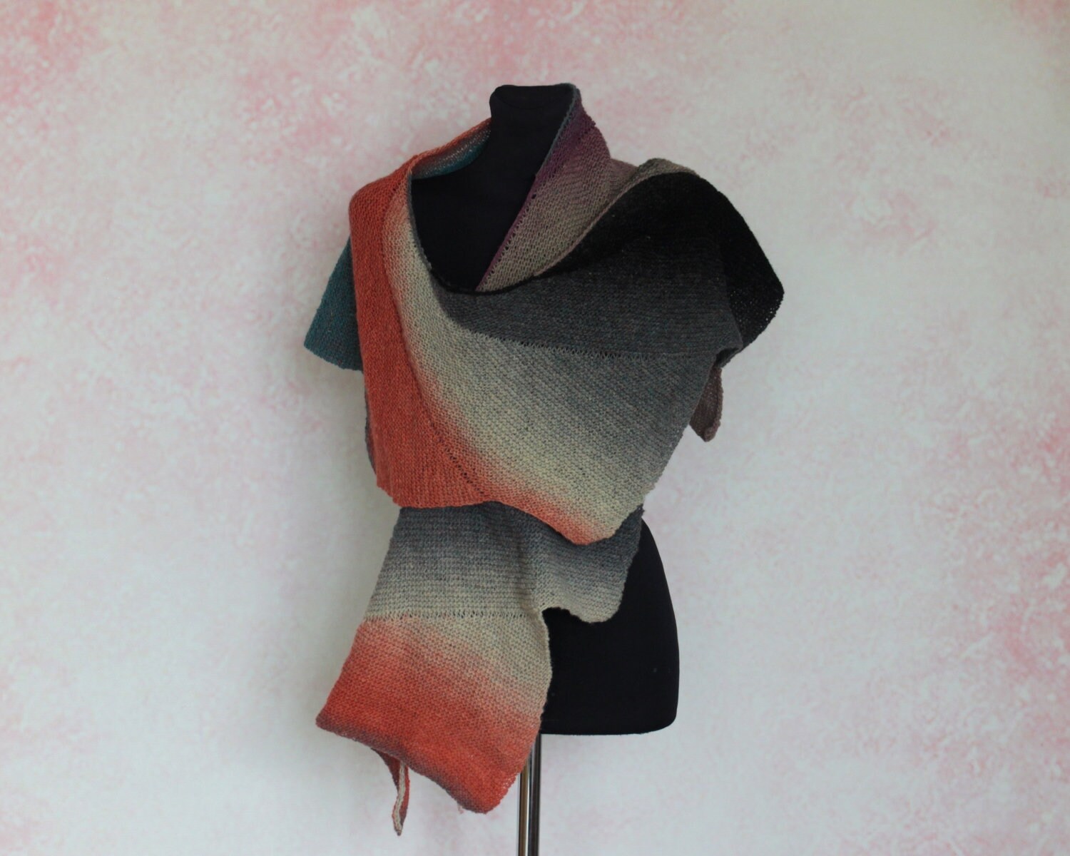 Colorful Night. Knitted Wrap Scarf Pure Wool Wrap Gray - Etsy