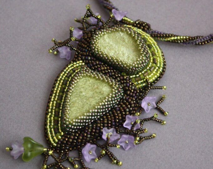 SALE 35% OFF Awakening. Bead Embroidery, Natural Vezuvian, Green ...
