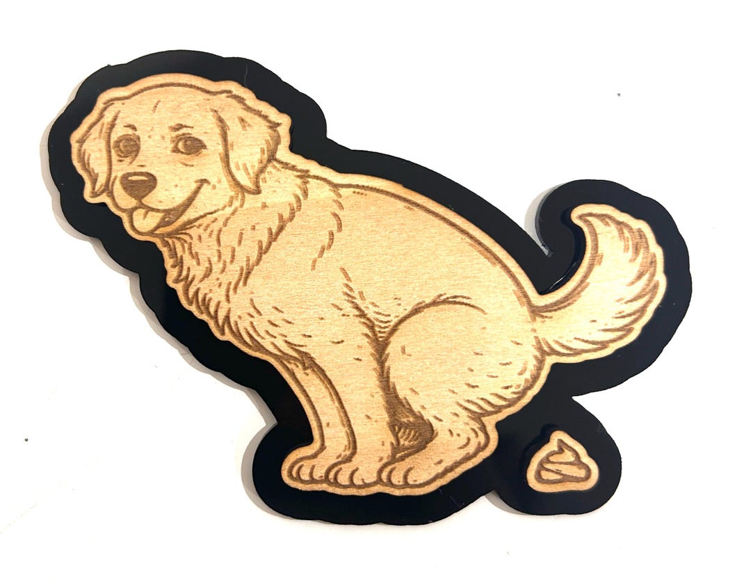 Funny Pooping Golden Retriever Magnet – Caught in the Act Fridge Magnet ...