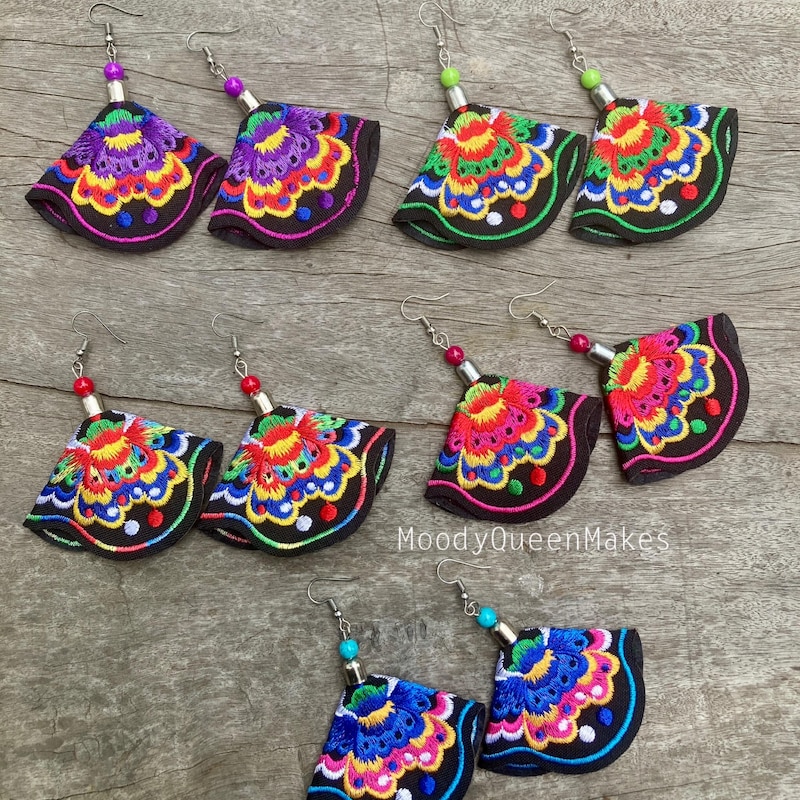 Hmong Pom Earrings - Etsy