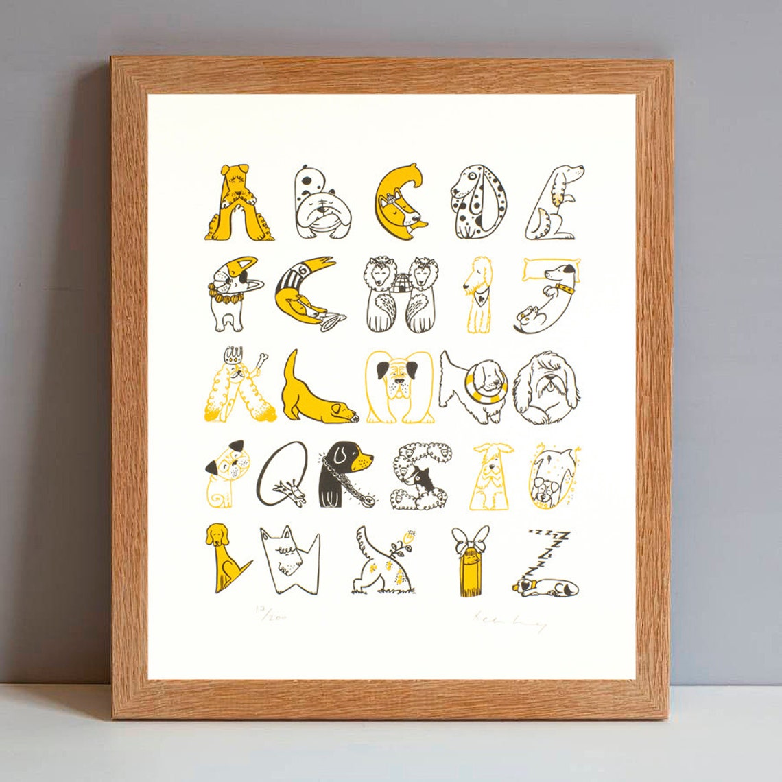 Dog Alphabet Print Dog Alphabet Gift for Dog Lover Dog Art - Etsy