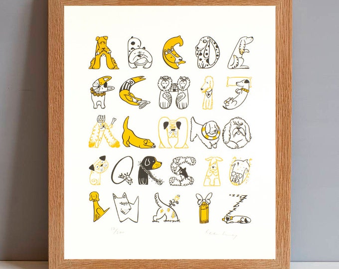 Dog Alphabet Print Dog Alphabet Gift for Dog Lover Dog Art - Etsy