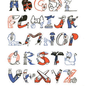 London Alphabet Poster, London Alphabet Gift Print - Etsy