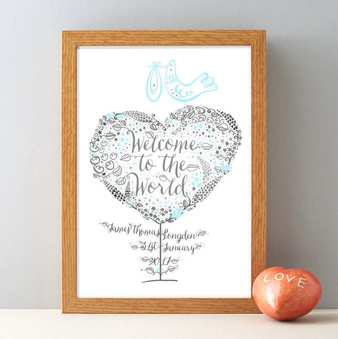 Personalised New Baby Boy Gift Print, Baby Boy Shower Gift, Baby Boy ...