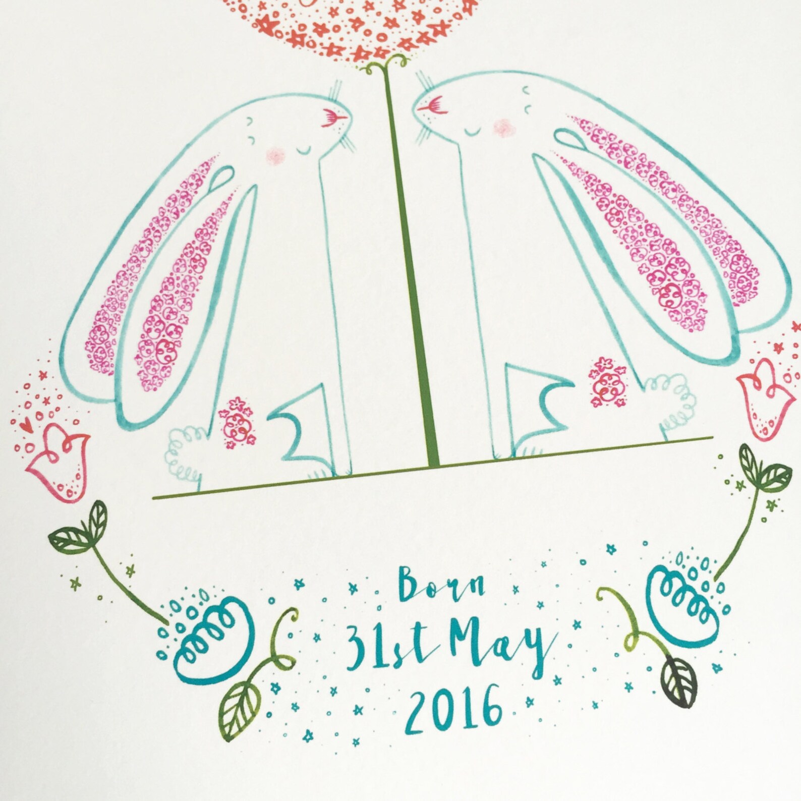 Personalised Baby Birth Date and Name Gift Print, New Baby Gift ...
