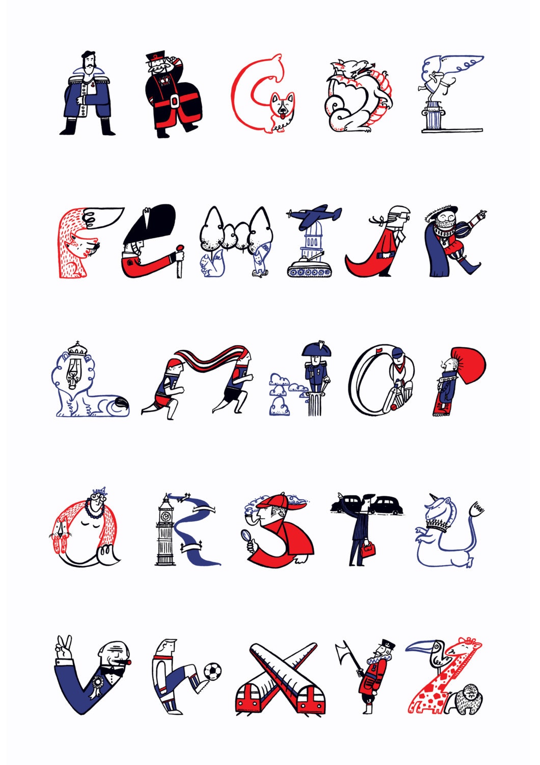 London Alphabet Poster, London Alphabet Gift Print - Etsy