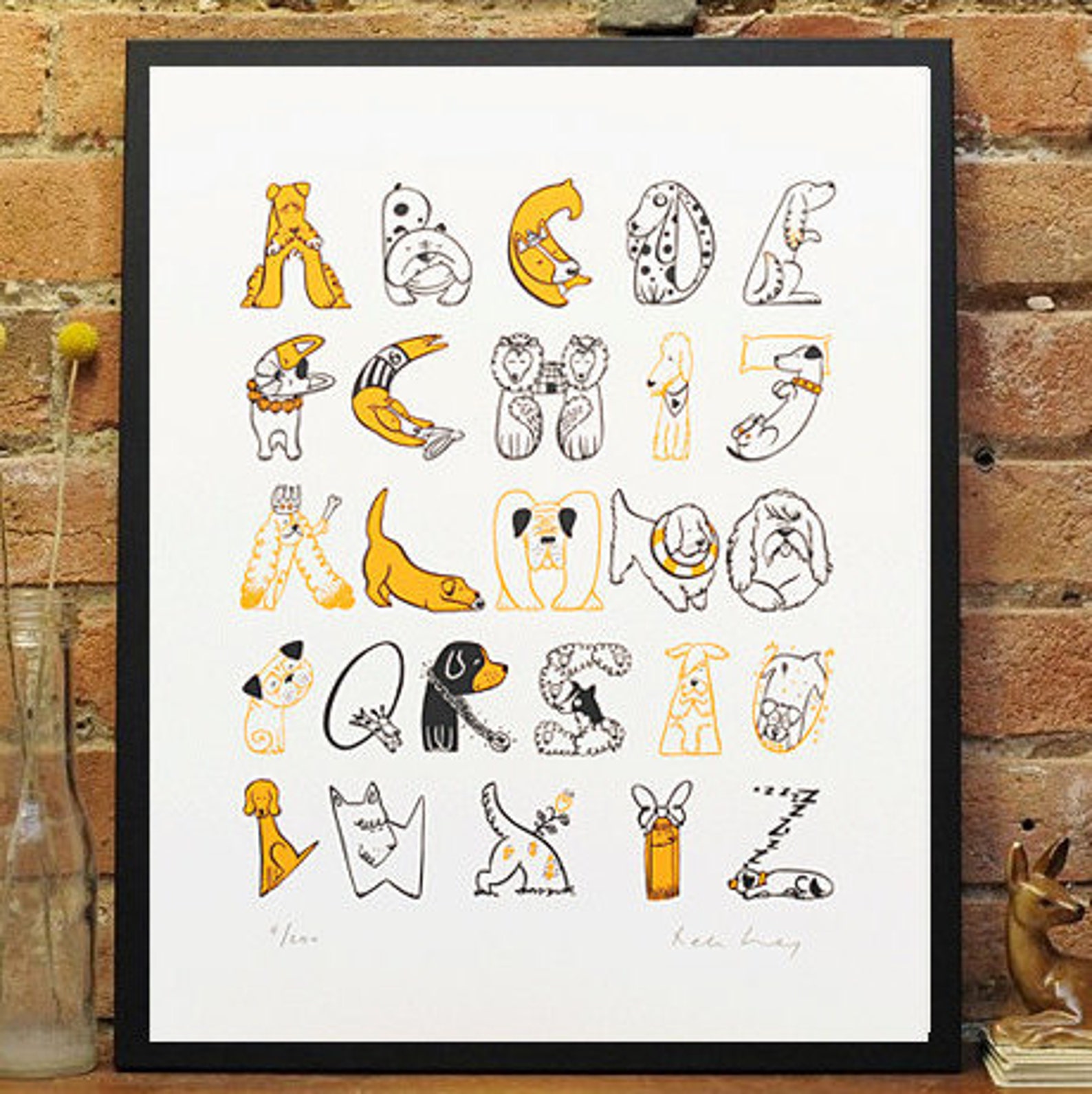 Dog Alphabet Screenprint, Limited Edition Canine Art - Etsy