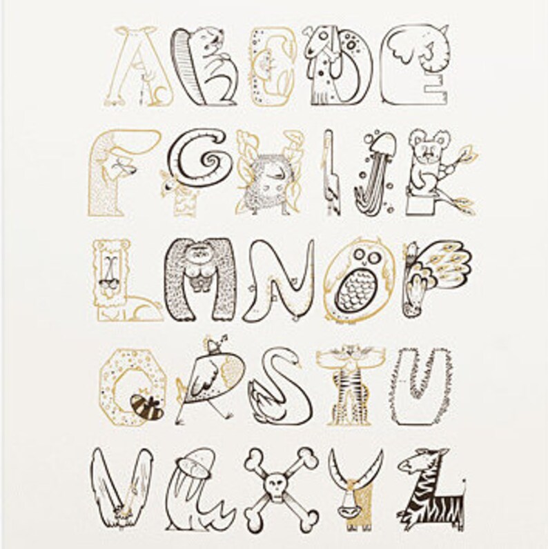 Animal Alphabet Poster, New Baby Gift Print, Children's Animal Gift ...
