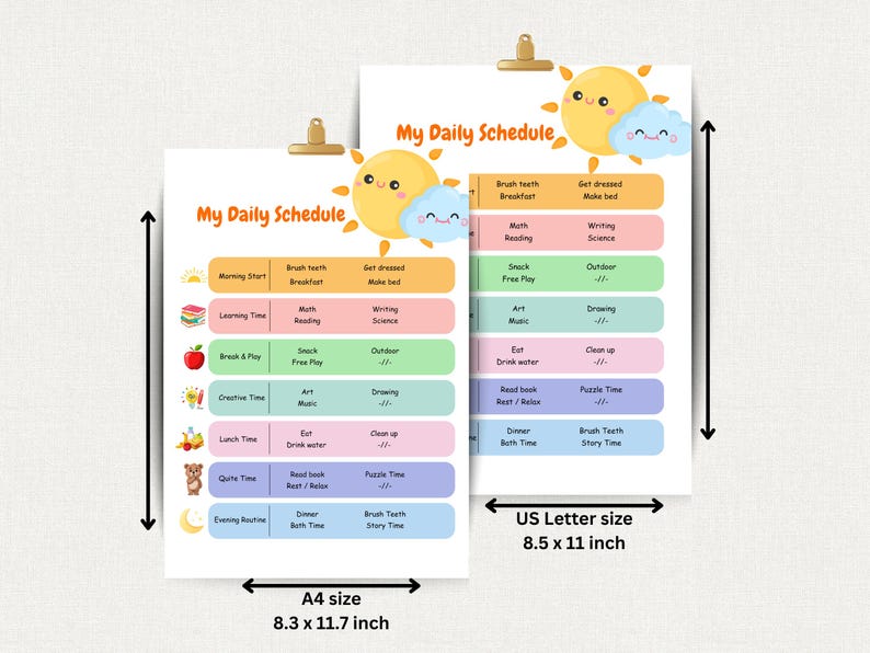 Kids Daily Schedule Template, Homeschool Planner, Editable Canva ...