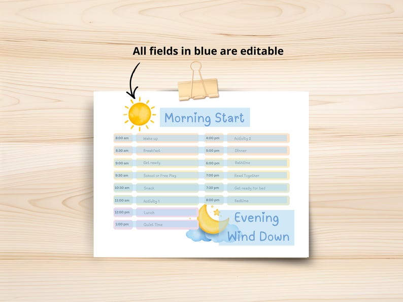 Editable Daily Schedule Template for Kids, Printable in Canva ...