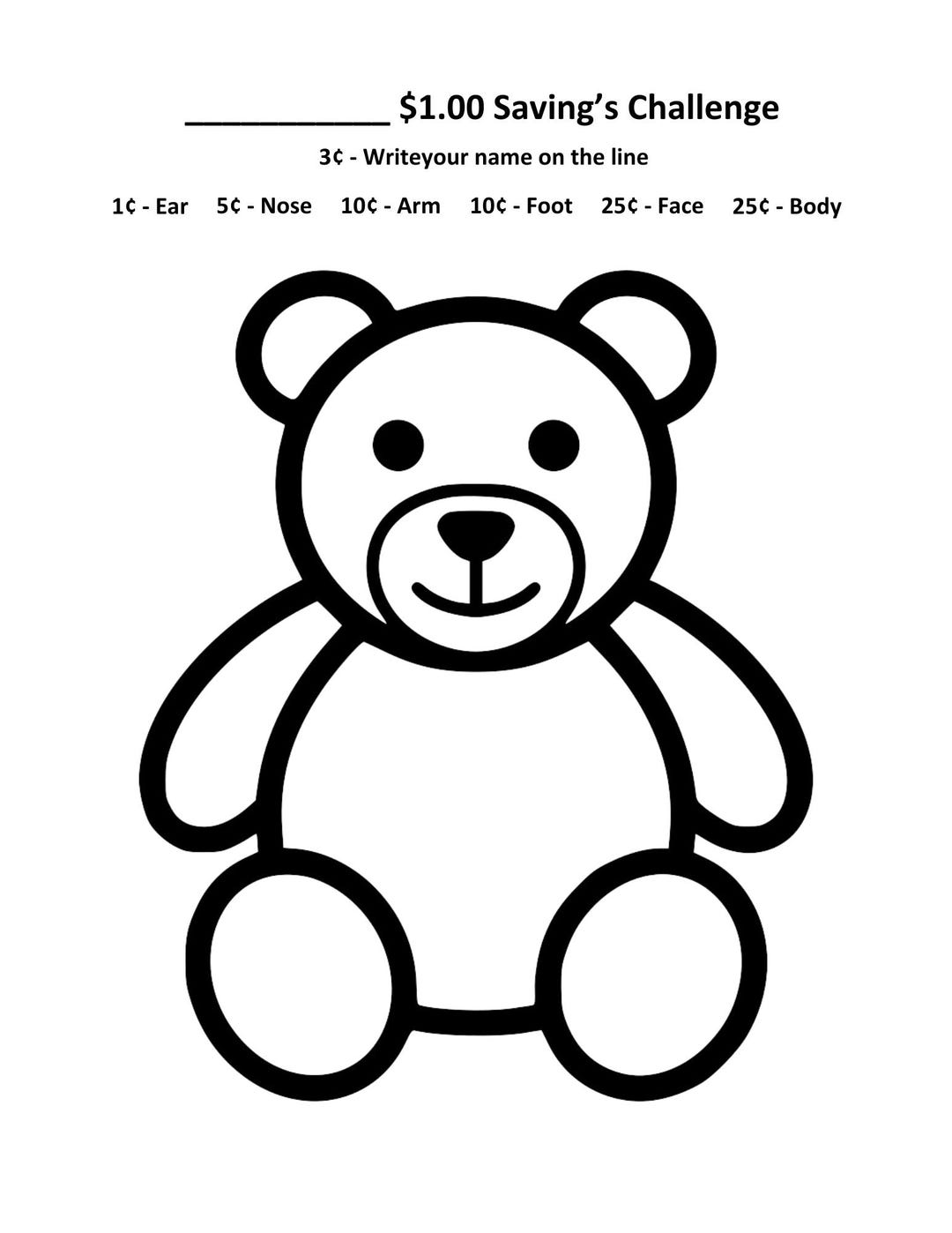 Teddy Bear Toddler Savings Challenge - Etsy