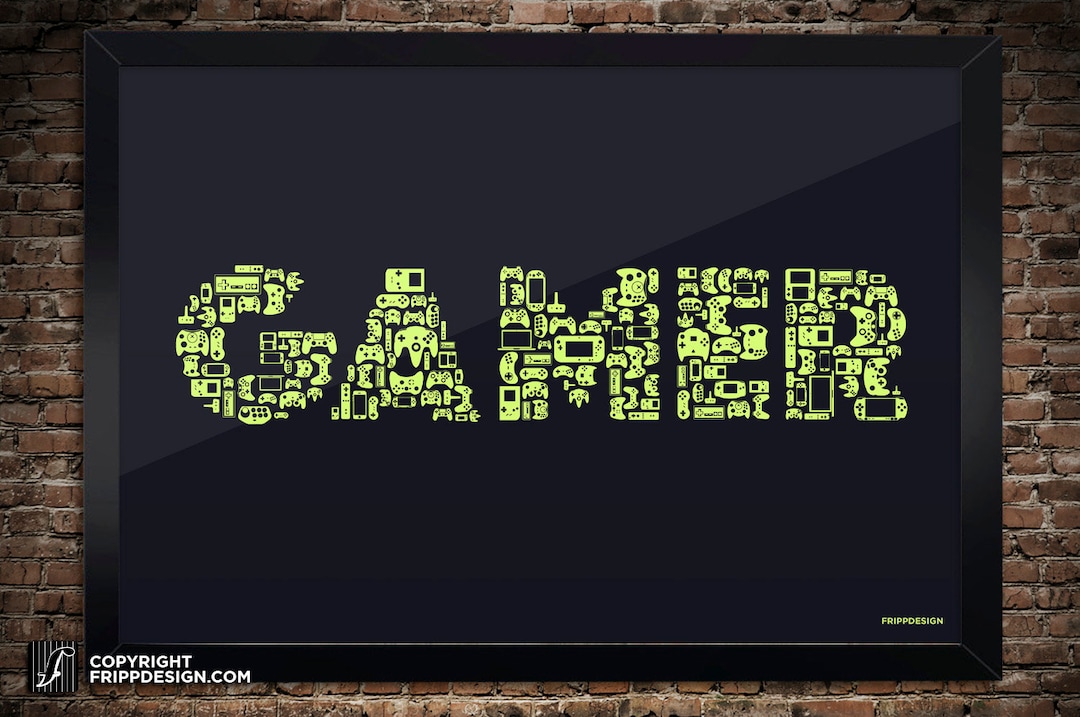 Gamer Collage- Video Game Controller Art for Game Room. Various Sizes ...