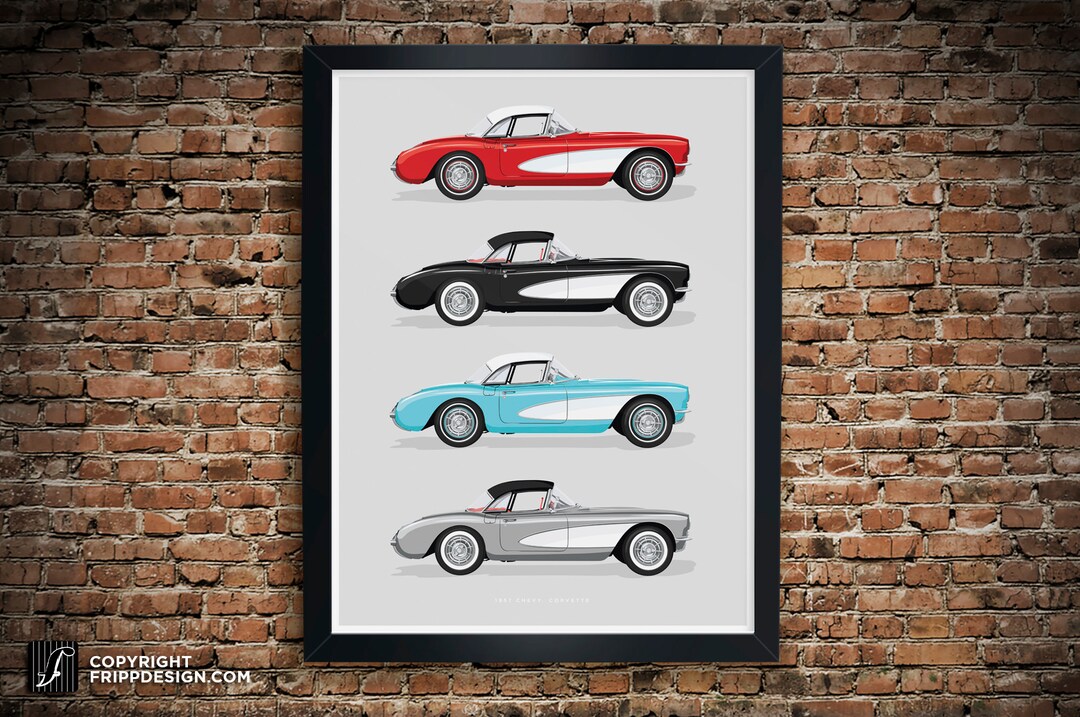 Vintage Chevy Corvette Collection (circa 1957) Illustration, Perfect ...